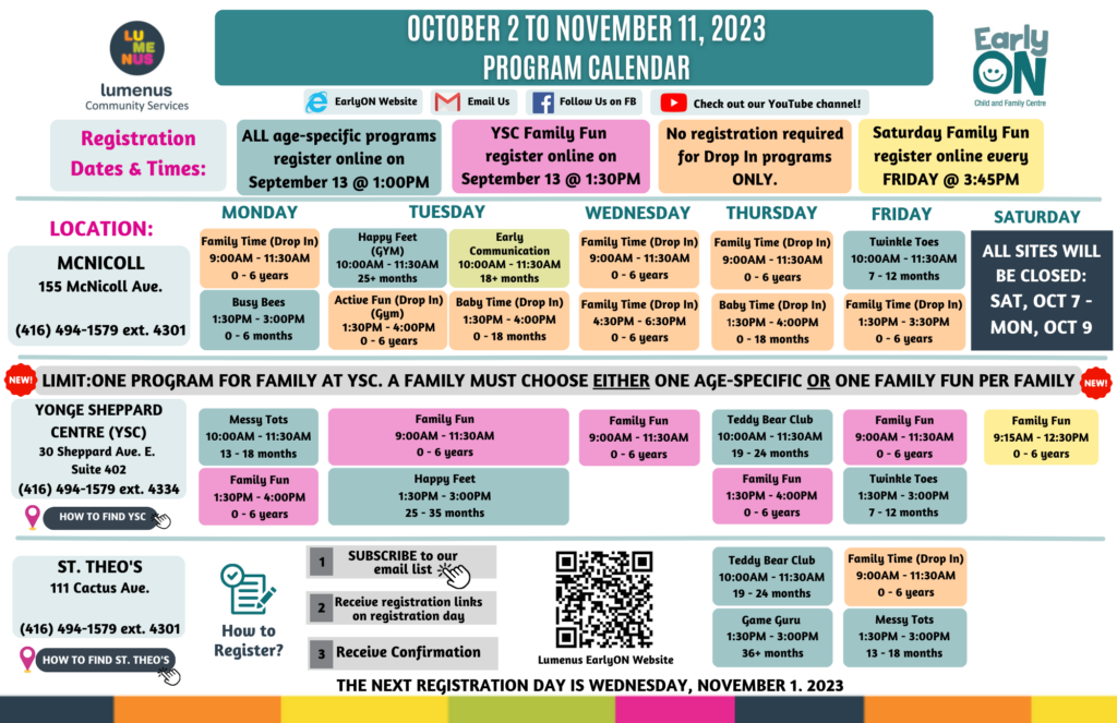 EarlyON Child & Family Centres | Lumenus | Programs & Services